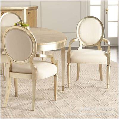 美式轻代奢实木餐桌椅组现合简约形小户型餐厅椭圆81258餐台新古