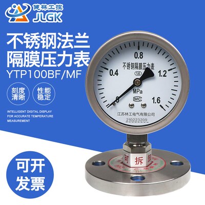 法兰隔膜压力表YTP100BF/MF DN25 DN40 DN50不锈钢耐震膜片压力表