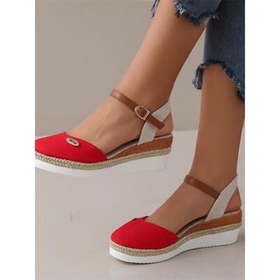 2024 Summer Slope Heel Sandals shoes for women wedge canvas