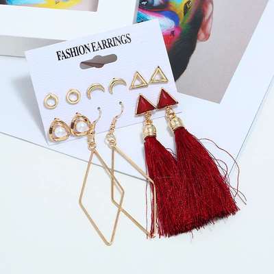 A1385 Fashion Earring Set Tassel triange Tassel Geometric Fi