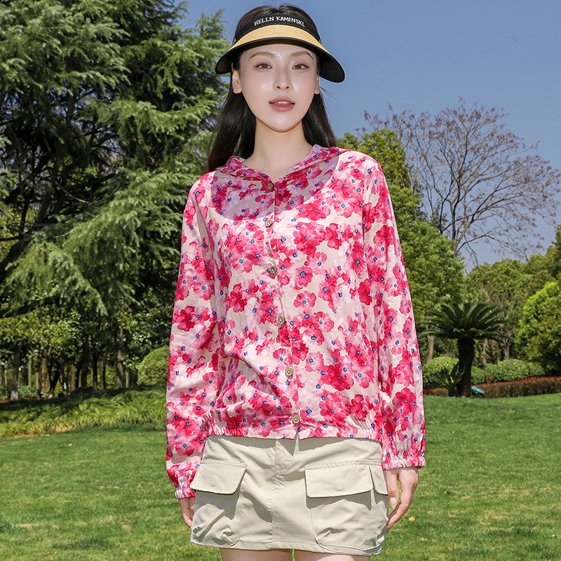 棉绸防晒衣女款2025新款夏季薄款长袖连帽绵绸外套女士夏天防晒服