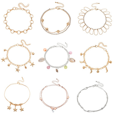 Casual fashion accessories beach shells starfish anklets脚链