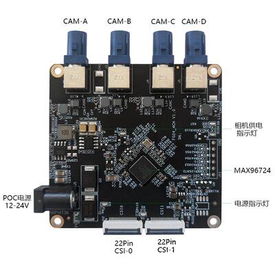 4路GMSL板MAX96724/F配Orin NX及Nano可接ZED X摄像头 提供原理图