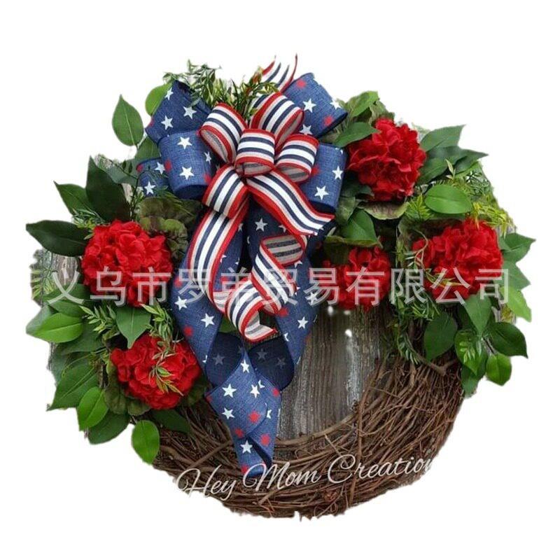 新品美国独立日花环装饰门挂国旗壁挂节日道具装扮用品