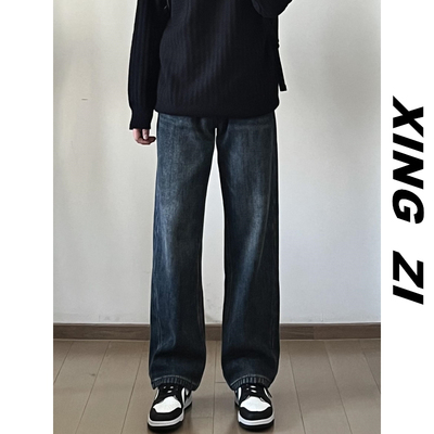 美式复古奥粒绒牛仔裤男款直筒宽松早春季潮流百搭高品质休闲长裤