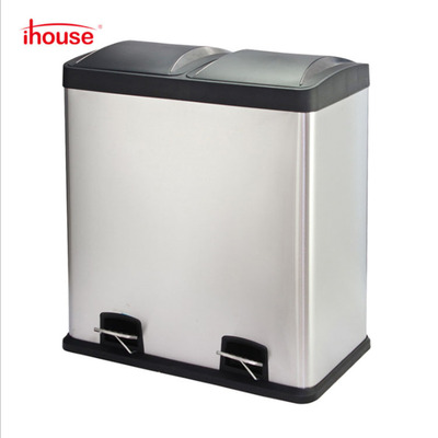 iHouse48升不锈钢分类垃圾桶大容量批发厨房办公室双桶双桶现货