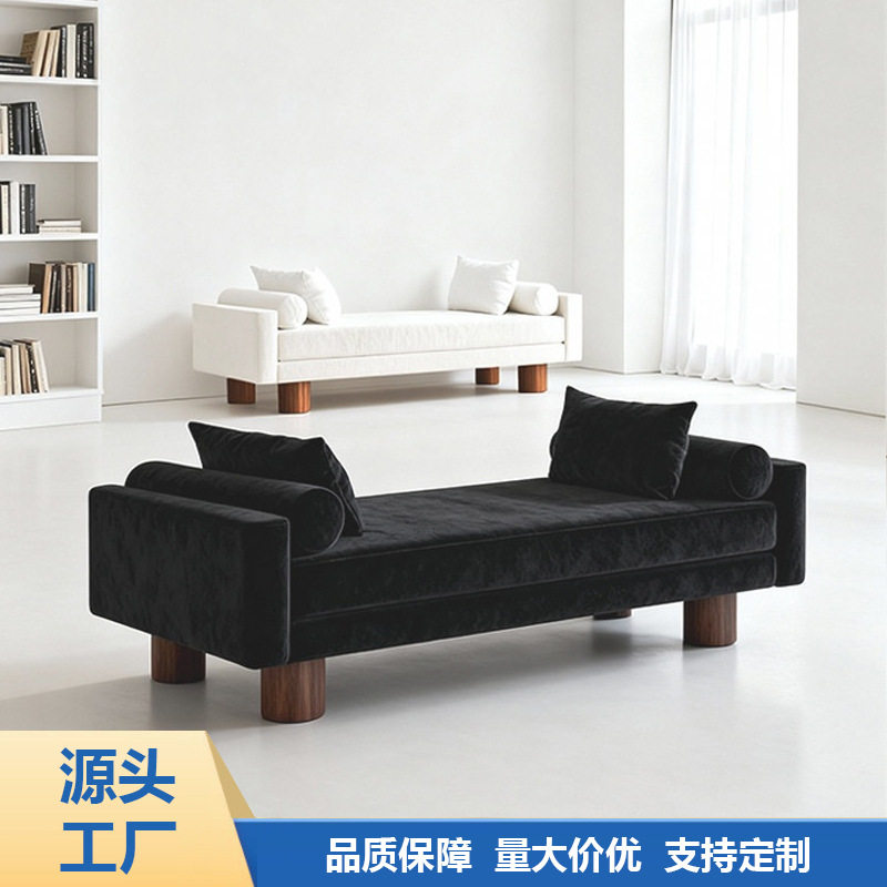 美式布艺床尾凳沙发长凳法式复古换鞋凳北欧现代简约绒床头榻躺椅