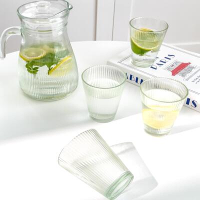 somier竖条纹玻璃杯套装ins森系简约待客厅家庭用高级感喝水杯子