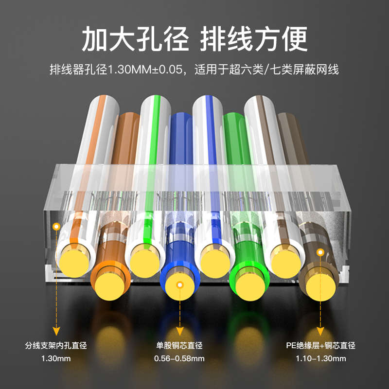 杭龙鑫超六类网线水晶头CAT6A七类万兆屏蔽家用RJ45网络连接插头