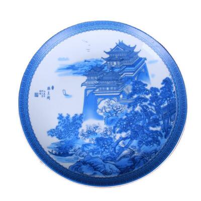 德镇陶瓷IQP器盘工青花瓷松鹤延年陶瓷挂盘坐花盘陶瓷景艺品批