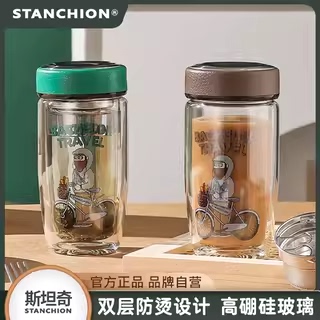 STANCHION美式卡通双层玻璃茶杯