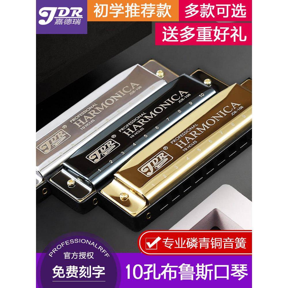 佳瑞巴口琴布鲁斯十孔C调初级男子十孔专业少儿演奏级乐器