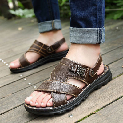 Mens Sandals Hot in Summer 2022 Waterproof Antiskid Leather