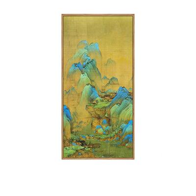 千江山图新式里手油画青绿山ZHL水别墅挂画客中厅背景墙玄关装绘