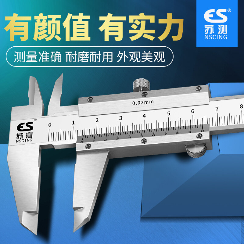 苏测游标卡尺300mm高精度不锈钢量具小卡尺油表油标游边200工业级