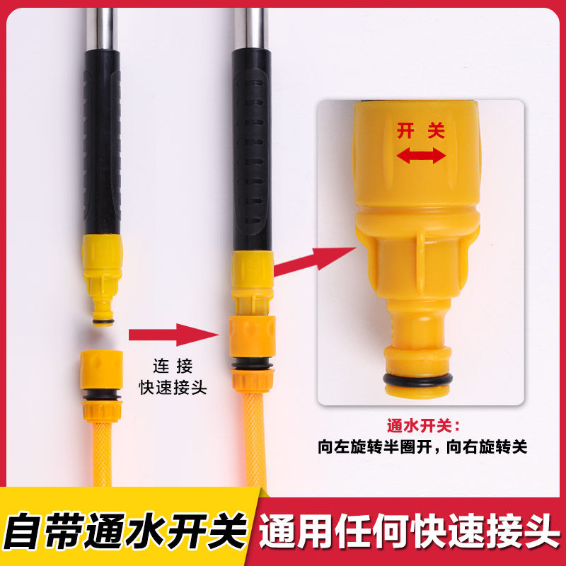 长柄伸缩洗车刷 纯猪鬃毛通水清洁工O具 加厚钢杆汽车刷