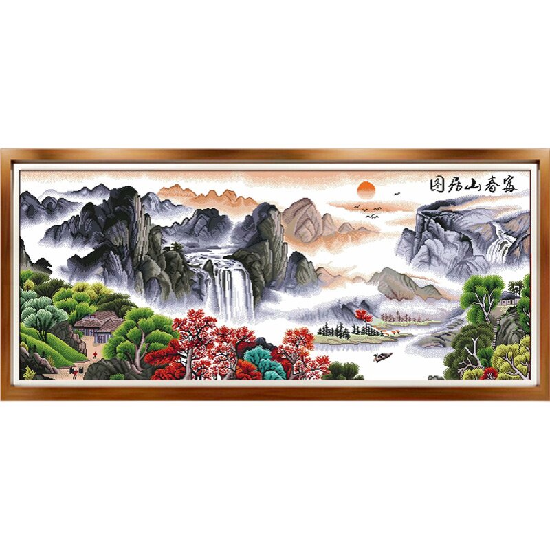 2025新款绣富春山居图十字绣成品已绣好的N出售纯手工机绣客厅挂