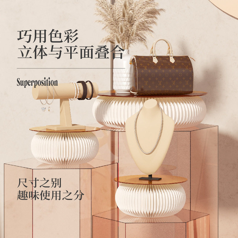 折叠青美小装饰摆台小拍摄圆形展示台展架桌面台面摆放可陈列架