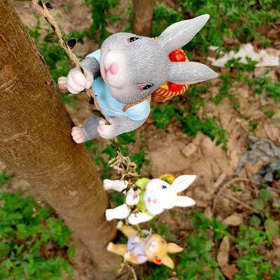 Courtyard Garden Home Furnishings Rabbit Climbing Rope Resin