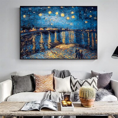 极速Van Gogh Starry Night  Paintings Replica On The Wall Imp