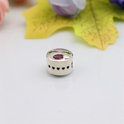 PW377 情人节飞吻纯银螺纹珠子DIY银珠时尚男女礼物流行饰品