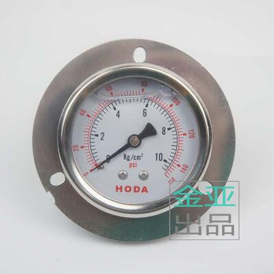 面板油压液压表YN60ZT耐震表10/150/15KG轴向带边压力表英制1/4牙