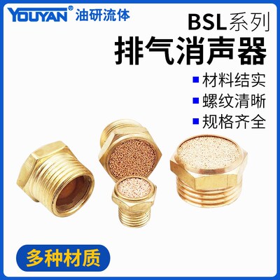 全铜BSLM平头BSL消音器1寸气动2不锈钢02塑料3可调节流4消声器6分