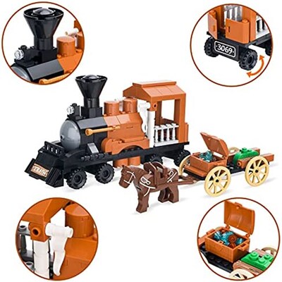 好货3in1 Train Horse Carriage Building Kit  Horse Stable and
