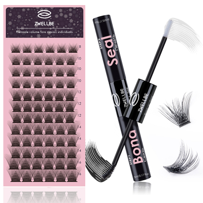 极速DIY Eyelash Extension Kit, 72Pcs Lash Clusters Thin Band