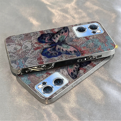 适用PFJM10手机壳OPPOPFJM10套OPPOReno75G外壳Reno7OPPO新款opp0pp0ppo电镀复古蝴蝶ppopfjm全包防摔女ren07