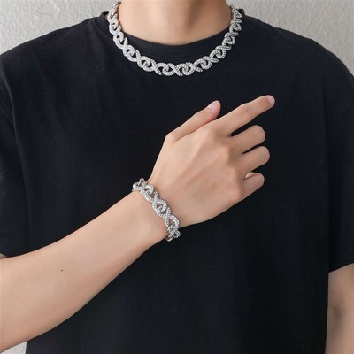 Alloy diamond neckl flip buckle 8 word infinite chain infini