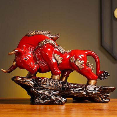 中招财工牛陶瓷摆件家居办酒公式室书房老板桌面装LBE饰品艺品店