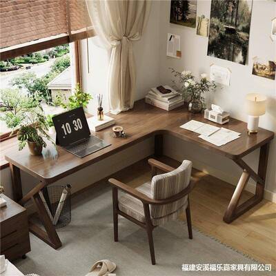 实式木转角书拐角台电FLJ20024脑桌卧桌室双人用床边桌子学生家学