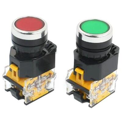 速发2pcs+22mm+Mount+10A+380V+DPST+Red+Green+Momentary+Push
