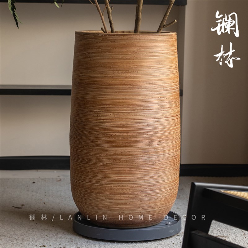 好货景德镇陶瓷花盆侘寂客厅大口径粗陶花瓶园艺绿植种树陶罐平口