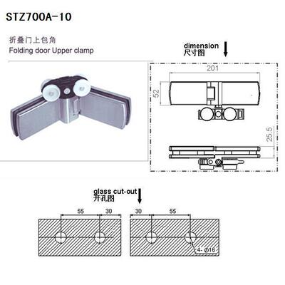 STZ700A-10不锈钢玻璃折叠门夹玻璃配件折叠门滑轮