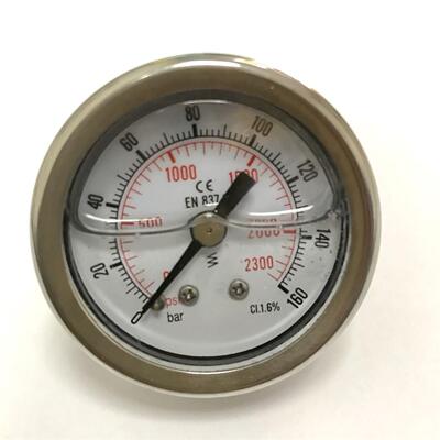 160bar 2300psi 轴向充油表 耐震压力表 直径40-47mm 螺纹PT1/4