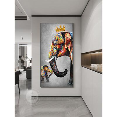 现代简玄关装画大饰象入户正约XOX门挂画高档客厅走廊过道竖对版
