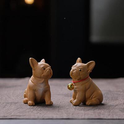 宜原茶矿紫砂黄泥小法斗宠摆件精品可养可EMW爱萌宠小兴段狗手工