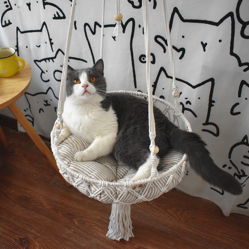 印尼绳编猫吊床笼子挂床吊篮挂式猫窝垫子猫咪秋千小猫咪摇篮猫窝