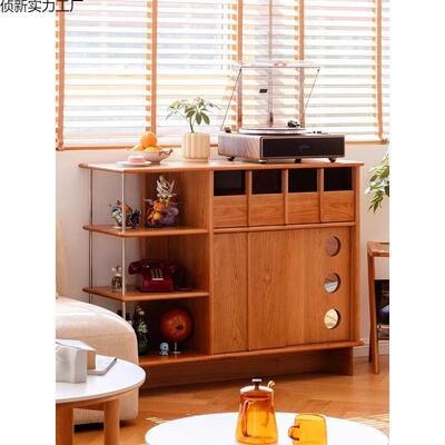 简轻奢靠墙示实木玄关IFD储物柜柜酒客厅樱桃木展柜餐边柜储物约