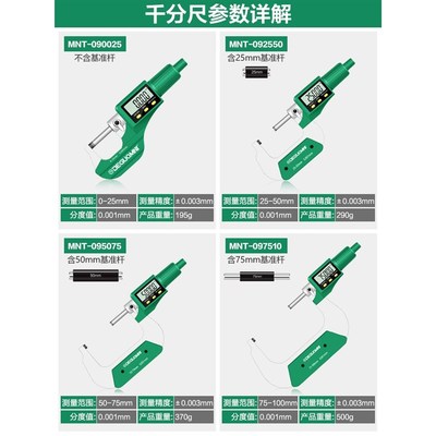 速发美耐特电子数显千分尺高厚度外微螺旋测径器壁精微分头卡