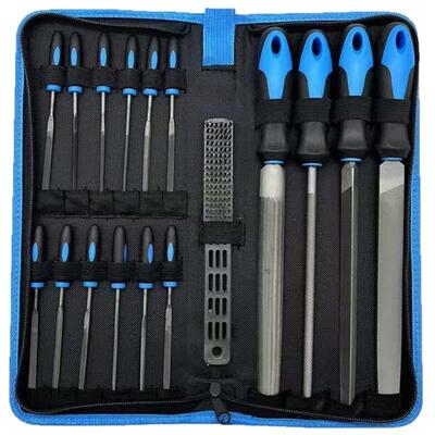 锉刀套装17件套组合金属钢锉磨铁打磨工具16件挂袋圆锉三角锉什锦