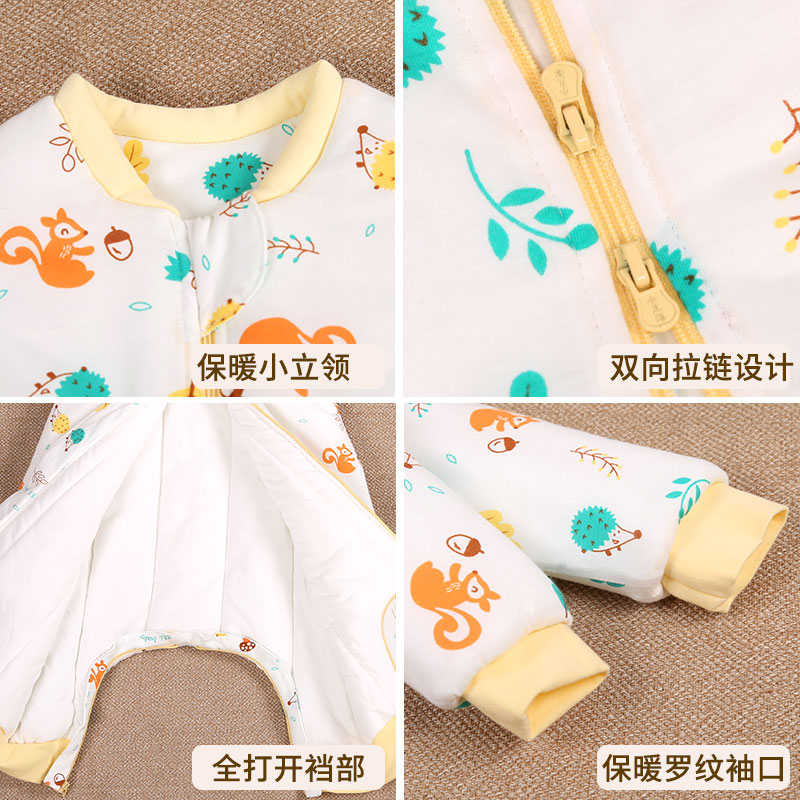 宝宝睡袋春秋款分腿纯棉婴儿睡袋幼儿童秋冬季防踢被神器四季通用