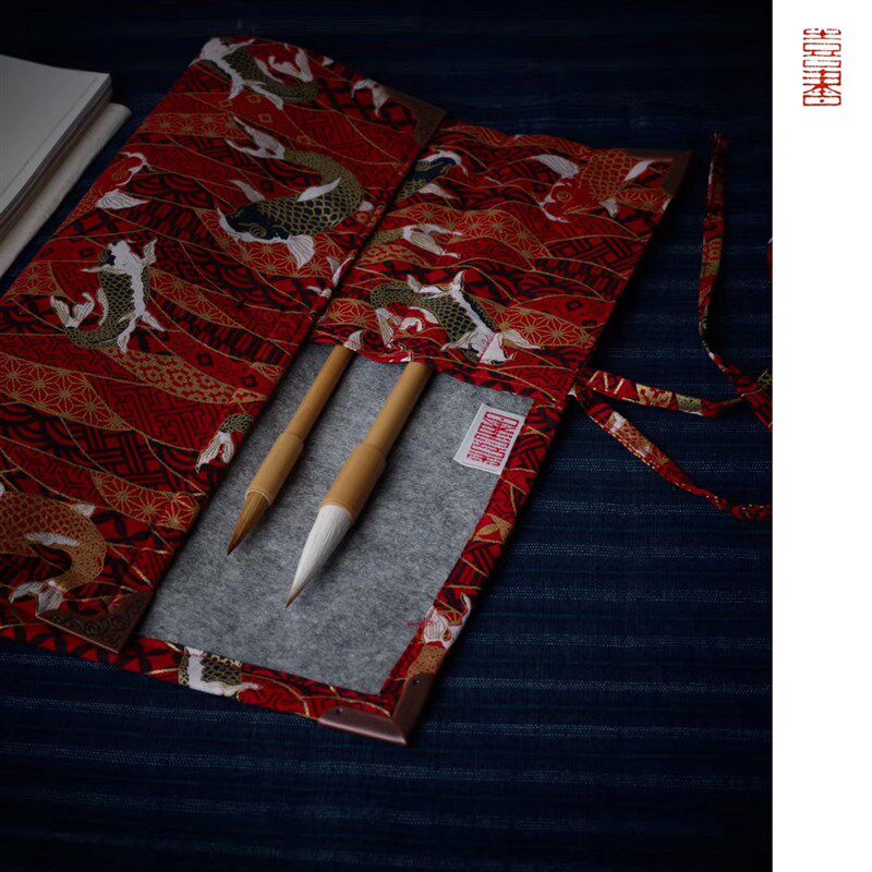 笔帘笔袋中式简约日式书画文房用品卷笔袋小楷白云笔收纳