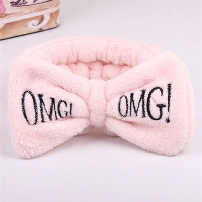 2022 New OMG Letter Coral Fleece Wash Face Bow Hairbands For