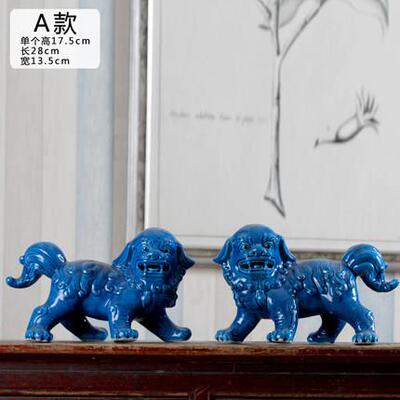 景德摆镇陶瓷手工狮子件工艺品饰中式客居厅XPD书房家软装瓷狮子