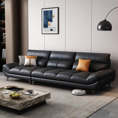 国补贴意式极简真SPD-8670皮沙5发层牛家皮现代头简约直排沙发客