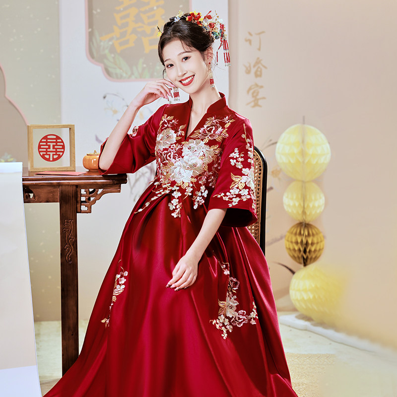 好货孕妇敬酒服大码胖mm2025新款新娘高腰遮肚中式红色订婚秀禾服
