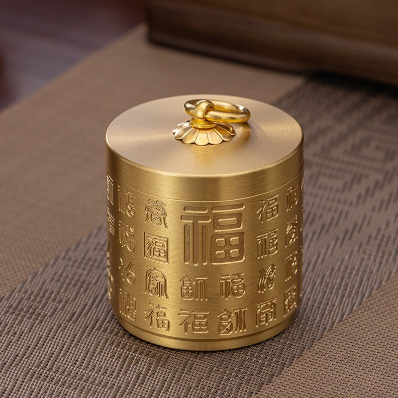 纯铜烟灰缸带盖防飞灰防烟味黄铜烟缸车载家用办公室时尚装饰摆件
